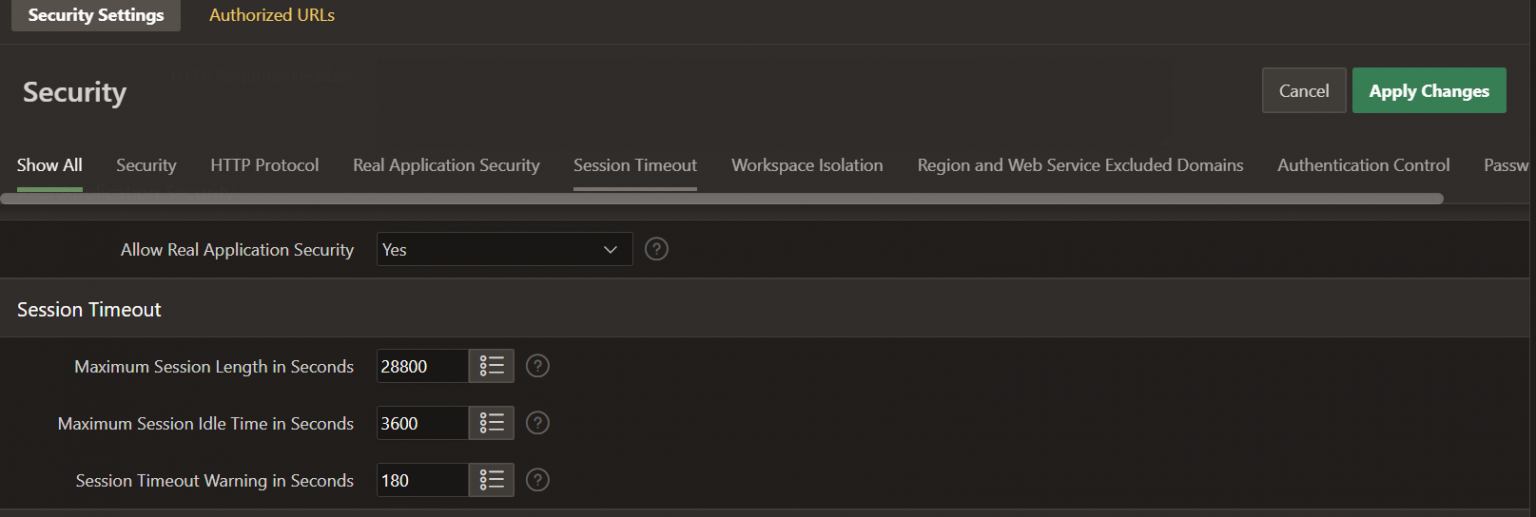 Configure session timeout for APEX instance - know2apex